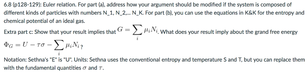 Solved (6.8) Euler. (Thermodynamics, Chemistry) 2 (a) Using | Chegg.com