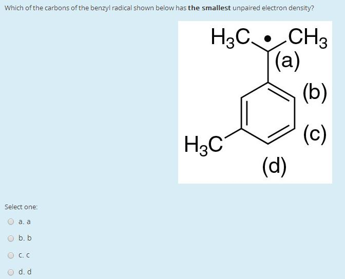Solved Which of the carbons of the benzyl radical shown | Chegg.com