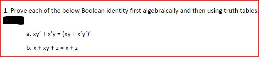 Solved Prove each of the below Boolean identity first | Chegg.com