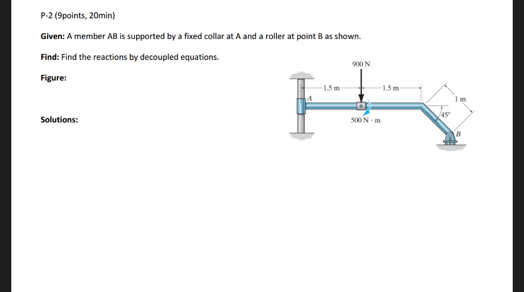 Solved A member AB is supported by a fixed collar at A and a | Chegg.com