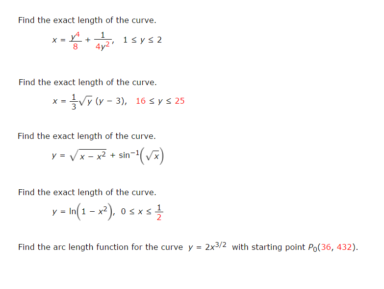 Solved Find the exact length of the curve. x = y^4/8 + | Chegg.com