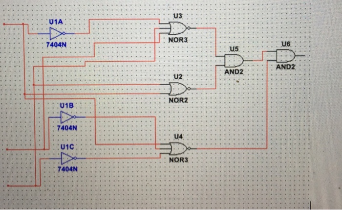 Solved U1A, 7404N U1B 7404N U1C 7404N U3 NOR3 U2 NOR2 NOR3 | Chegg.com