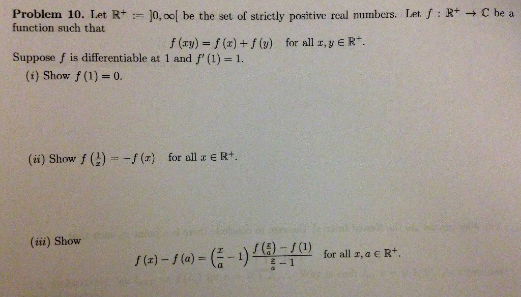 Solved 0, ool be the set of strictly positive real numbers. | Chegg.com