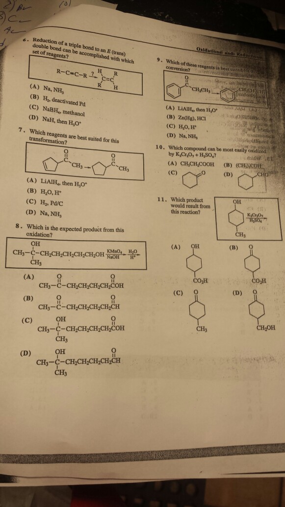 Solved Reduction of a triple bond to an E (trans) double | Chegg.com
