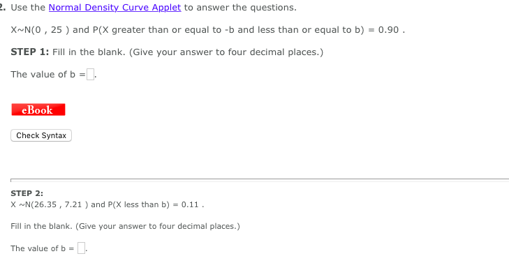 Solved Use the Normal Density Curve Applet to answer the | Chegg.com