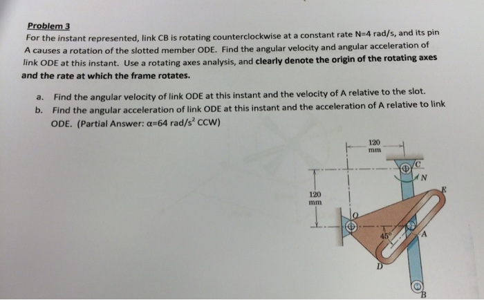 Solved For the instant represented, link CB is rotating | Chegg.com