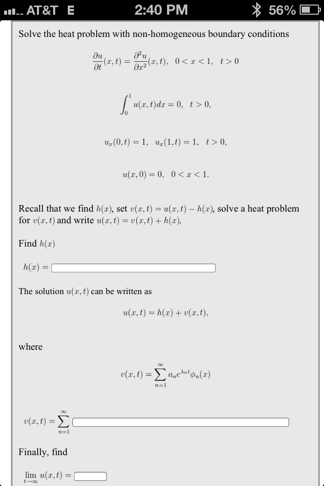 Solve The Heat Problem With Non homogeneous Boundary Chegg Solve The Heat Problem With Non homogeneous Boundary Chegg