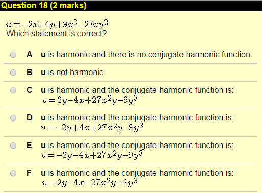 Solved Which answer is correct. u = -2x - 4y + 9x^3 - 27xy^2 | Chegg.com