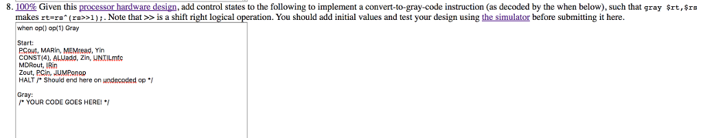 Given this processor hardware design, add control | Chegg.com