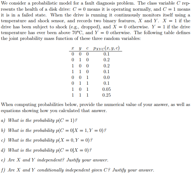 Solved We consider a probabilistic model for a fault | Chegg.com