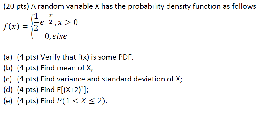 Solved A random variable X has the probability density | Chegg.com