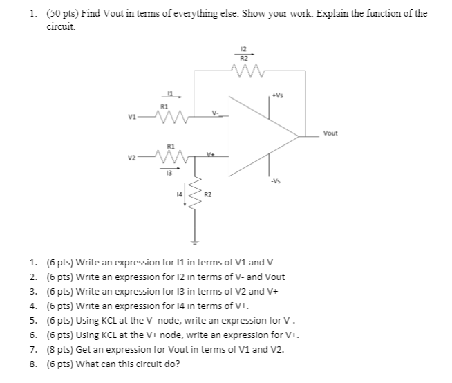 Solved Find Vout in terms of everything else. Show your | Chegg.com