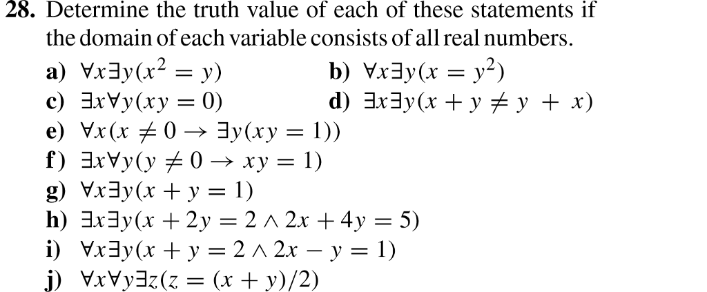 Solved Determine the truth value of each of these Statements | Chegg.com