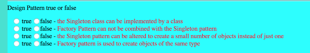 Solved Design Pattern true or false true true true true | Chegg.com