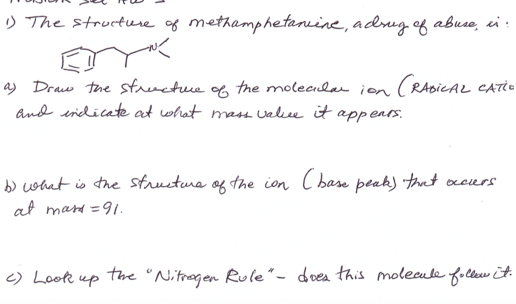Solved The structure of methamphetamine, a drug of abuse, | Chegg.com