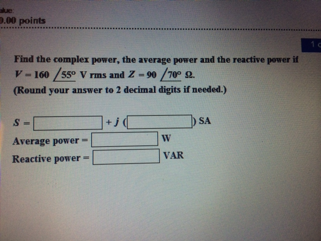 Solved Find the complex power, the average power and the | Chegg.com