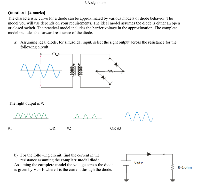 Solved The characteristic curve for a diode can be | Chegg.com