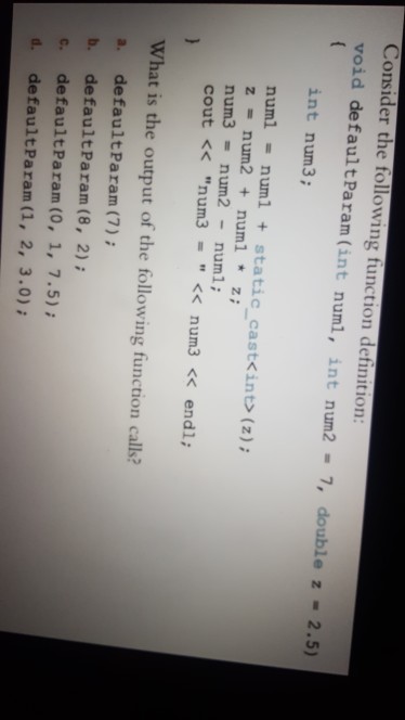 Solved Consider the following function definition: void | Chegg.com