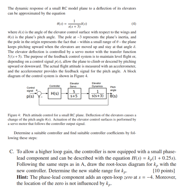 Solved The dynamic response of a small RC model plane to a | Chegg.com