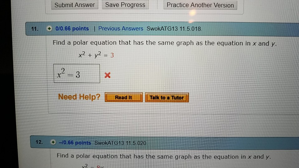 Solved Submit Answer Save Progress Practice Another Version | Chegg.com