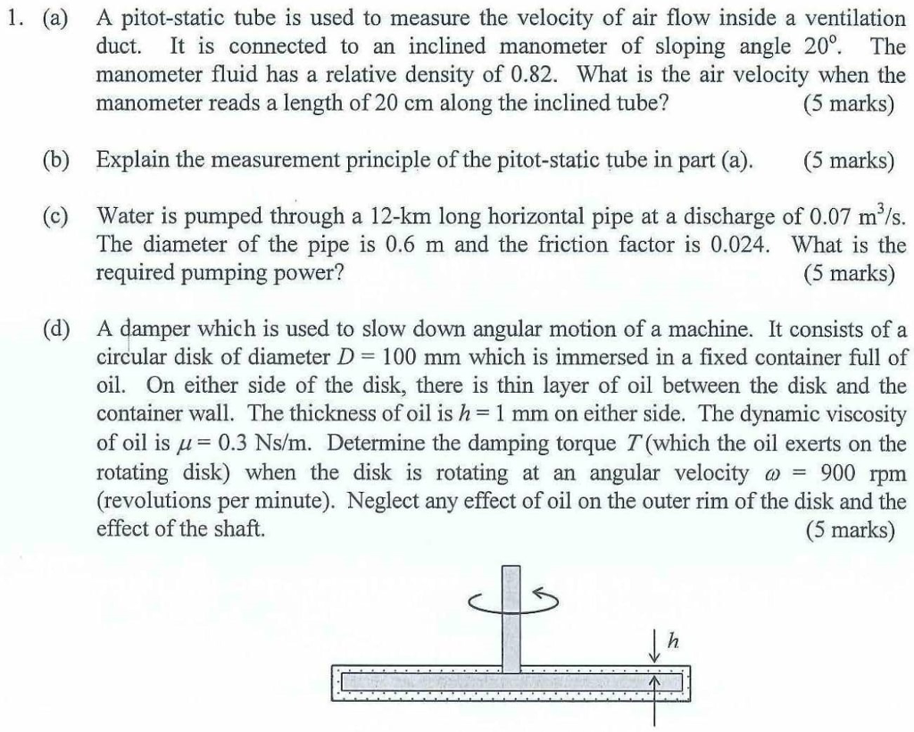 Solved A pitot-static tube is used to measure the velocity | Chegg.com