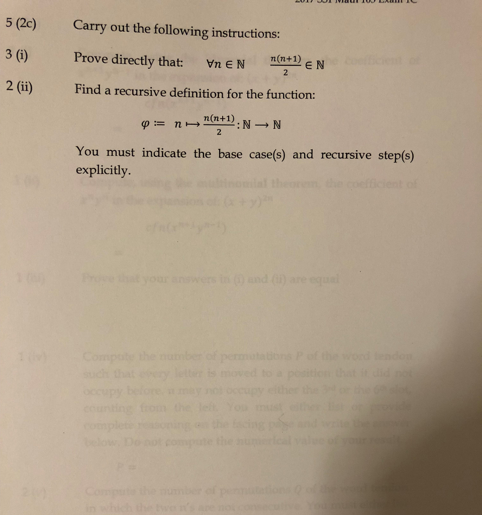 Solved 5 (2c) Carry out the following instructions: 3 () | Chegg.com