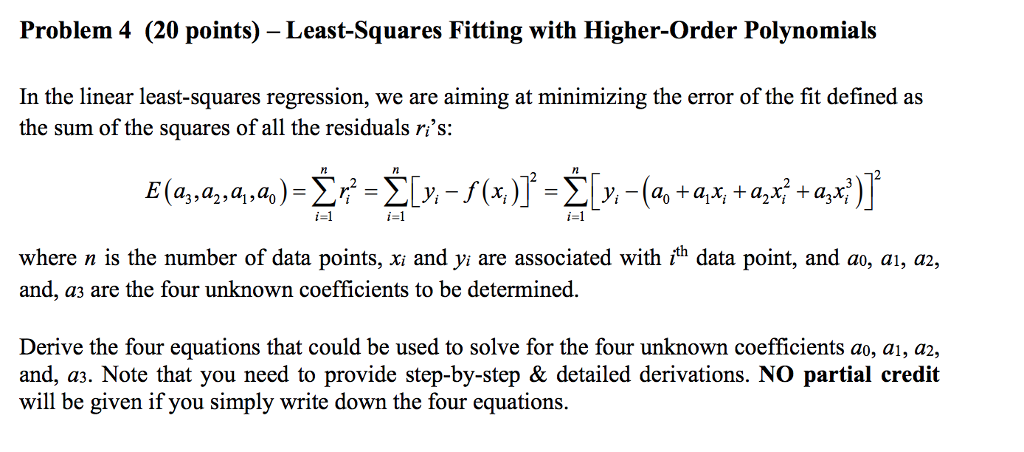 Solved Problem 4 (20 points) - Least-Squares Fitting with | Chegg.com
