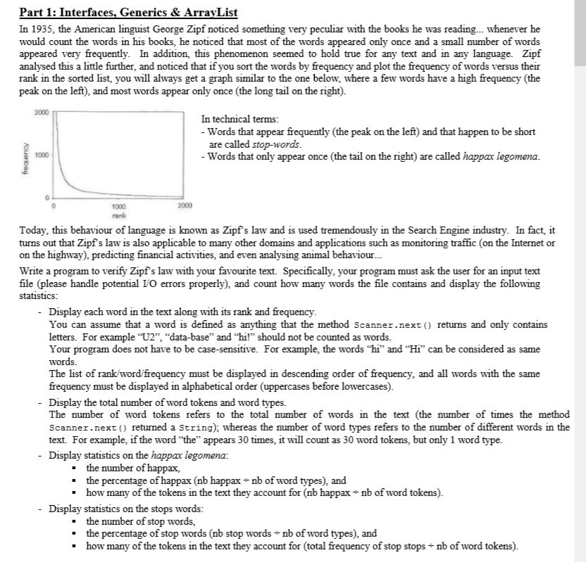 Part 1: Interfaces. Generics & ArrayList In 1935, the | Chegg.com