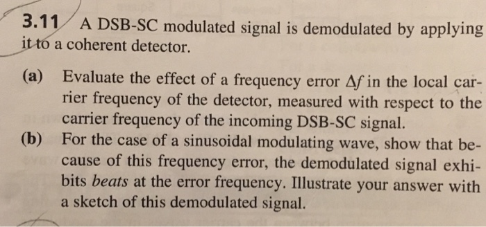 Solved A DSB-SC modulated signal is demodulated by applying | Chegg.com