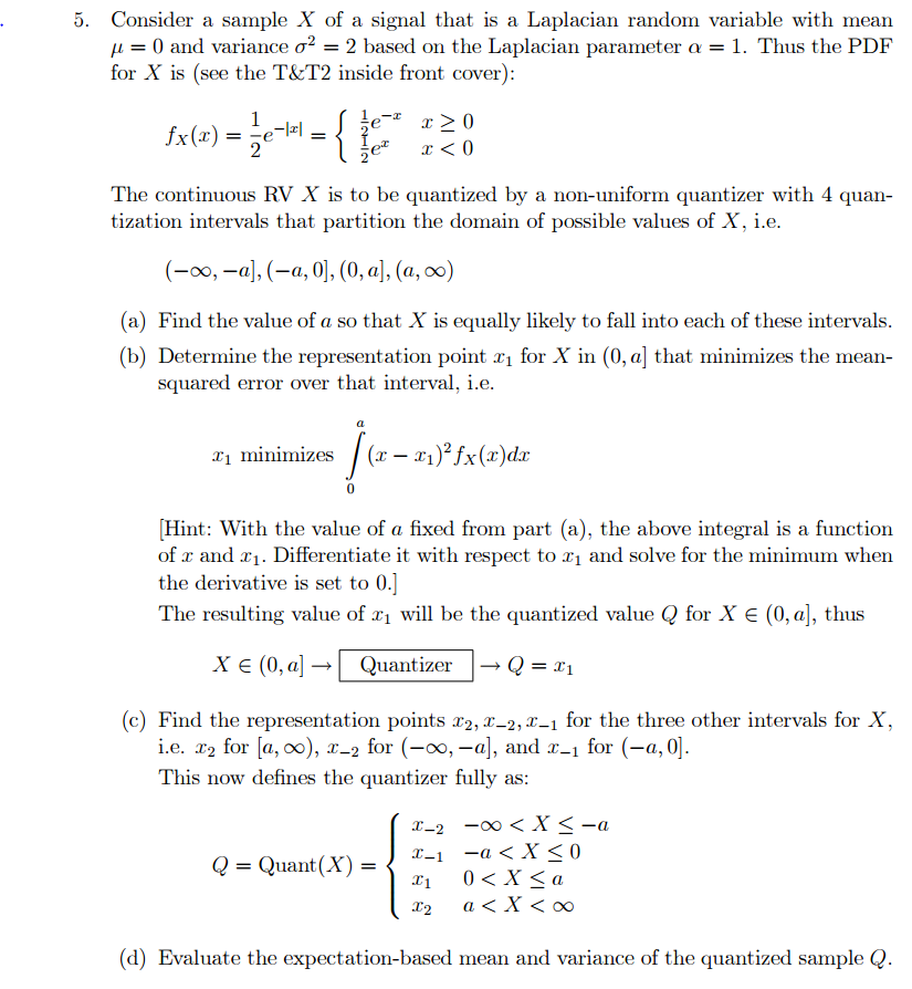 Consider a sample X of a signal that is a Laplacian | Chegg.com