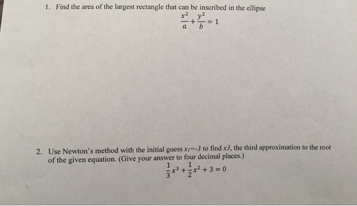 Solved 1. Find the area of the largest rectangle that can be | Chegg.com