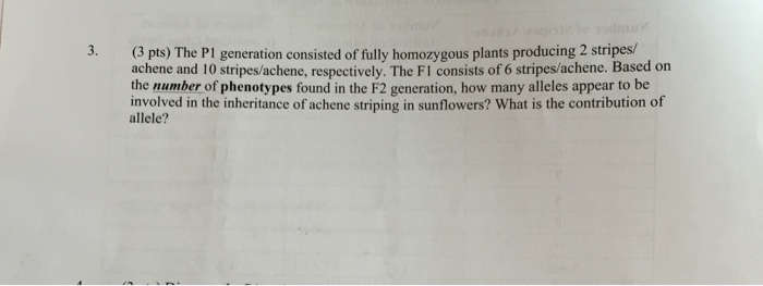 Solved The PI generation consisted of fully homozygous | Chegg.com