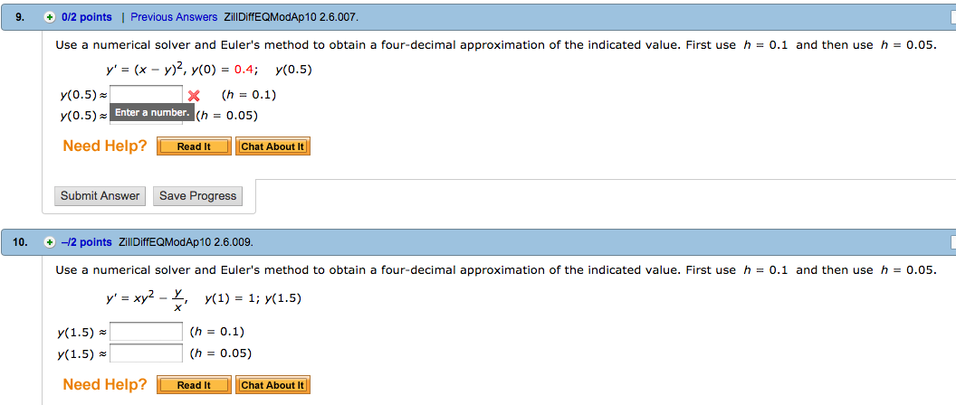 Solved Use a numerical solver and Euler's method to obtain a | Chegg.com