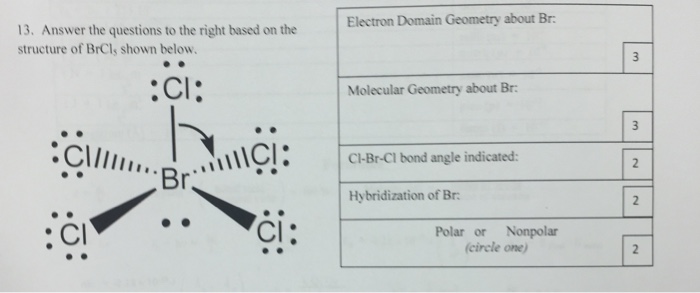 Solved Answer the questions based on the structure of BrCl5. | Chegg.com