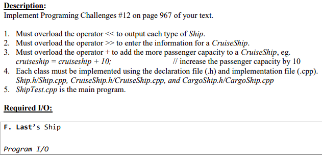 Description Implement Programing Challenges #12 on | Chegg.com