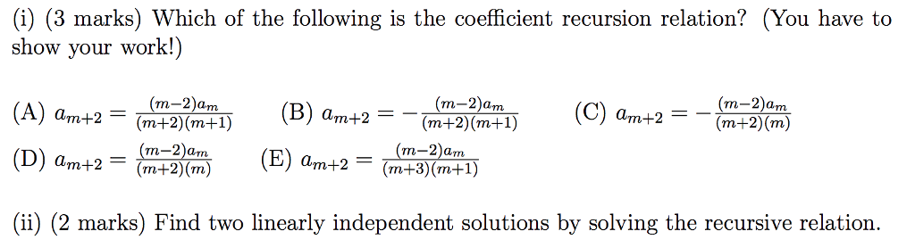 (i) Which of the following is the coefficient | Chegg.com