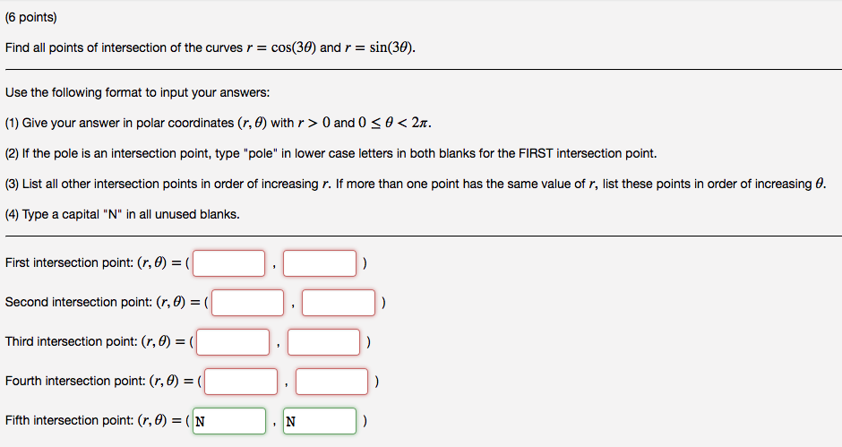 Solved Find all points of intersection of the curves r = | Chegg.com
