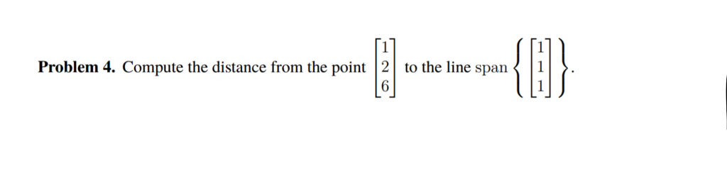 Solved Compute the distance from the point [1 2 6] to the | Chegg.com