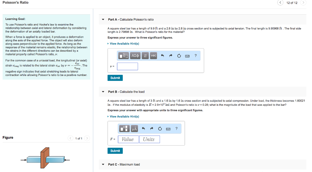 Solved Poisson's Ratio 12 of 12 Learning Goal To use | Chegg.com