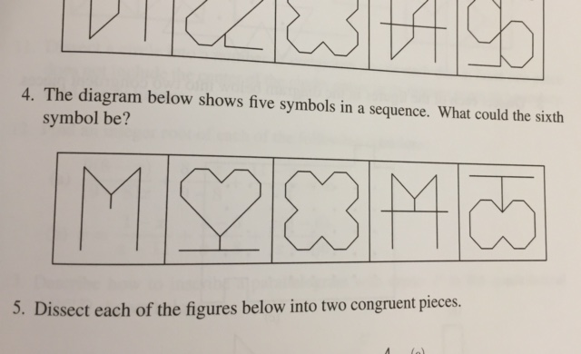 Solved The diagram below shows five symbols in a sequence. | Chegg.com