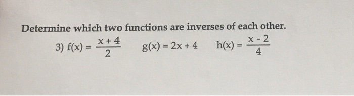 Solved Determine which two functions are inverses of each | Chegg.com