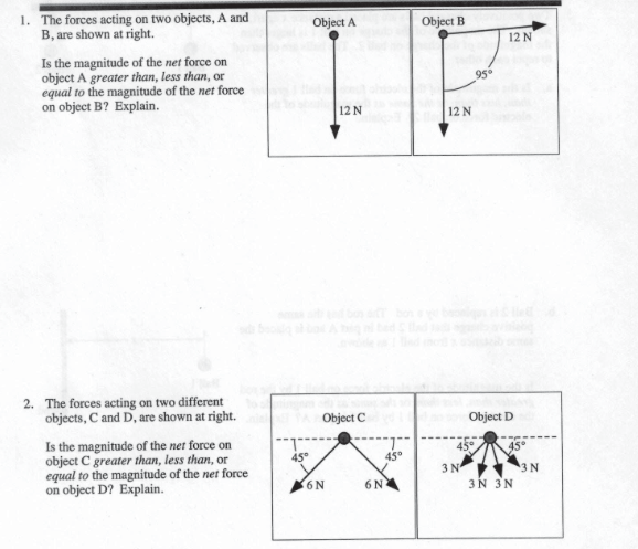 Solved The forces acting on two objects, A and B, are shown | Chegg.com