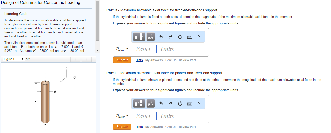 Design of Columns for Concentric Loading Learning | Chegg.com
