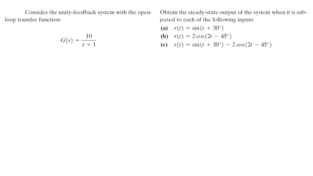 Solved Consider the unity-feedback system with the open-loop | Chegg.com
