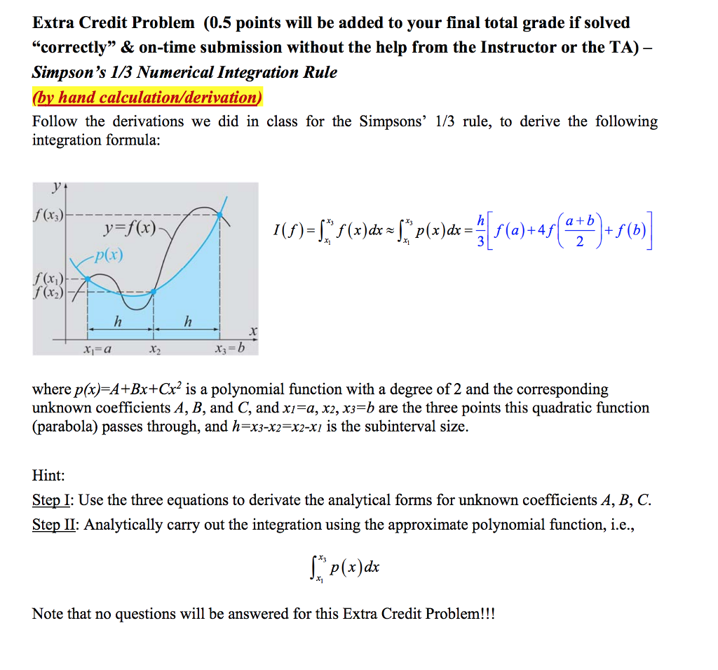 Solved Extra Credit Problem (0.5 points will be added to | Chegg.com