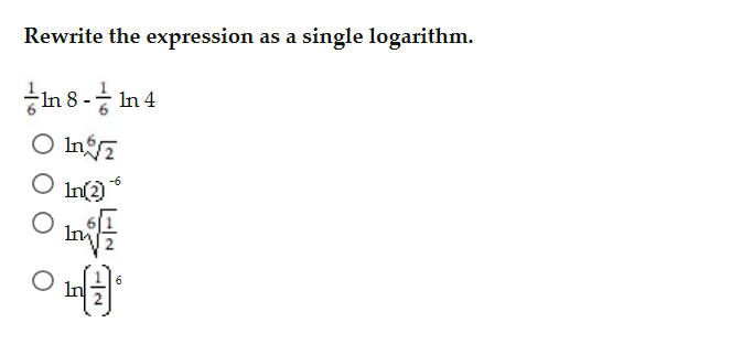 Solved Rewrite the expression as a single logarithm. 1/6ln | Chegg.com