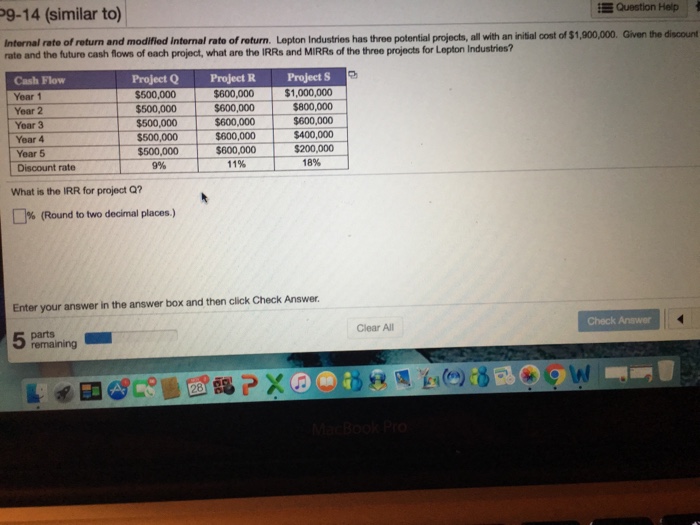 Solved Internal rate of return and modified internal rate of | Chegg.com