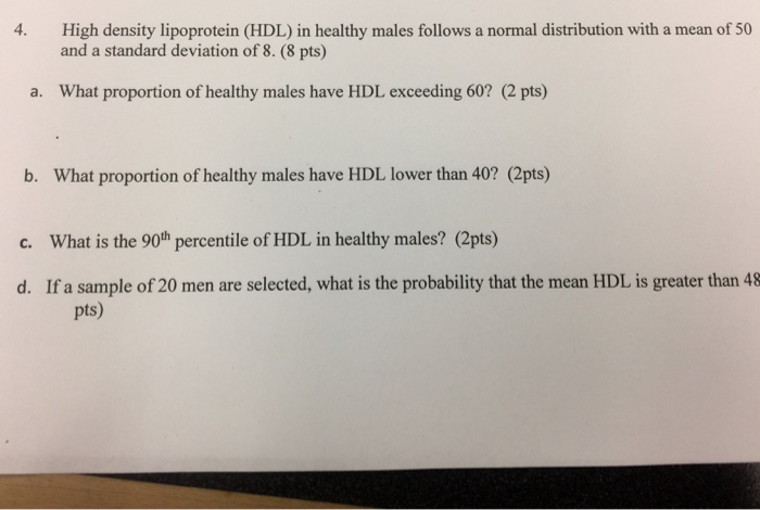 Solved High density lipoprotein (HDL) in healthy males | Chegg.com