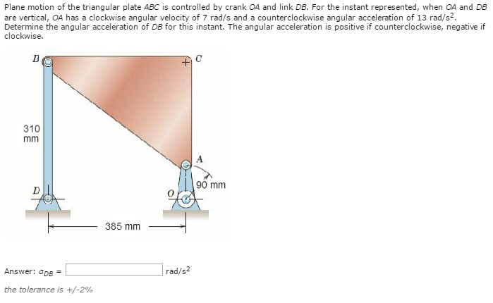 Solved Plane motion of the triangular plate ABC is | Chegg.com