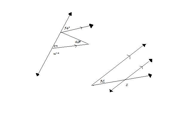 Solved I need to write the values of angles w, x, y, and z. | Chegg.com